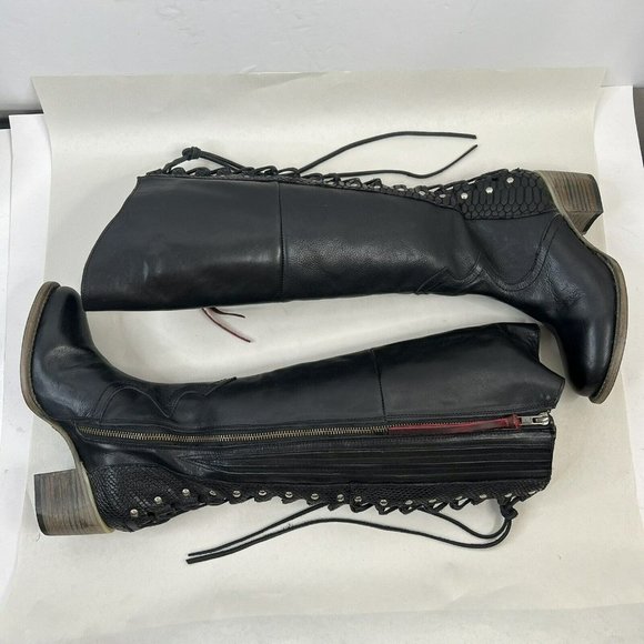 Freebird by Steven | Shoes | Freebird By Steven Knee High Catrina Boots Black Embossed Leather ...